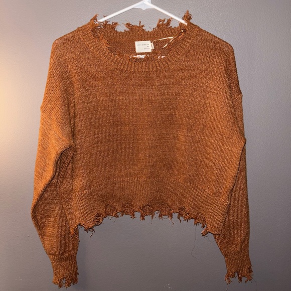 Dreamers By Debut | Sweaters | Dreamers By Debut Burnt Orange Frayed ...